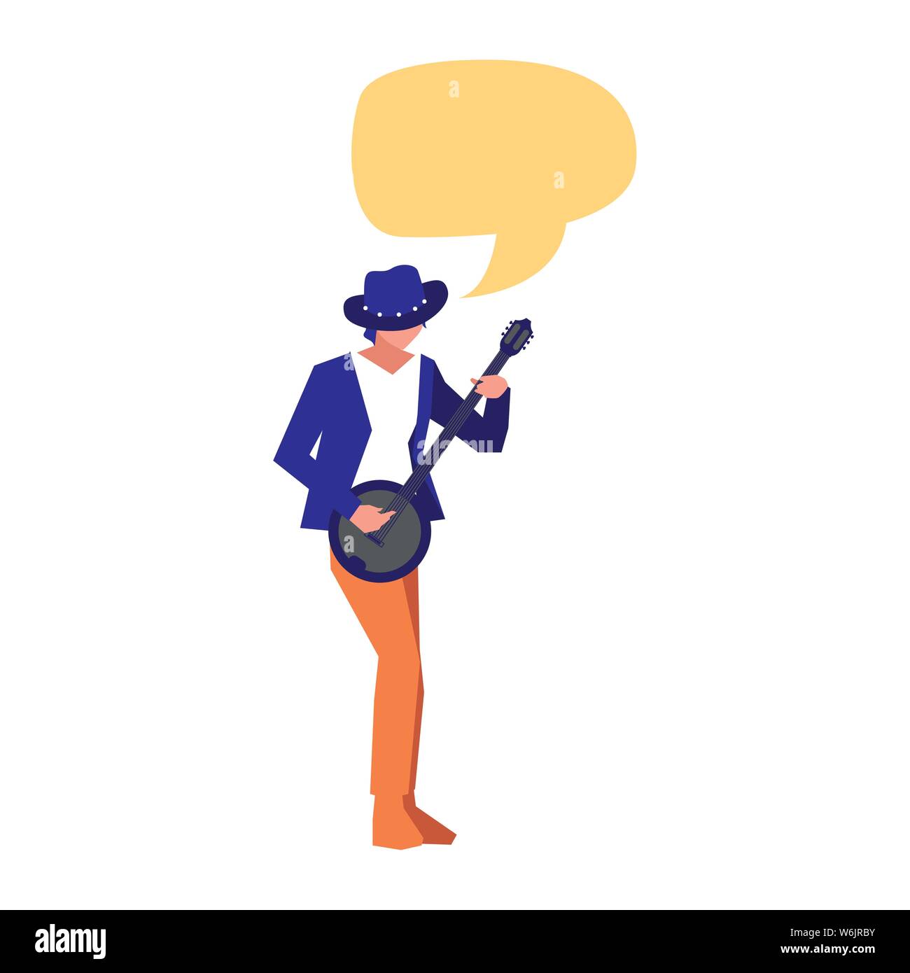 musician man banjo playing instrument vector illustration Stock Vector ...
