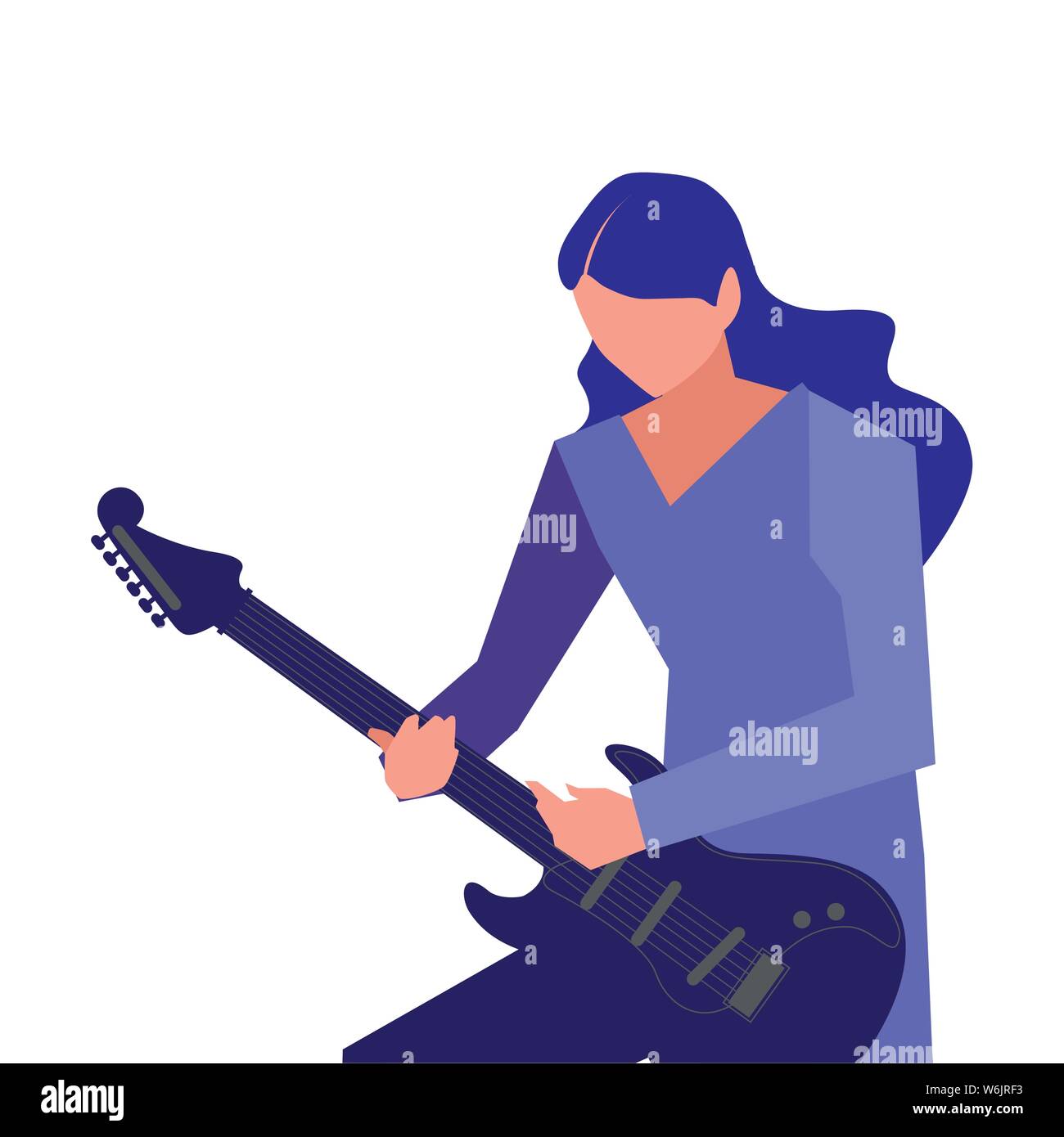 musician man electric guitar playing vector illustration Stock Vector ...