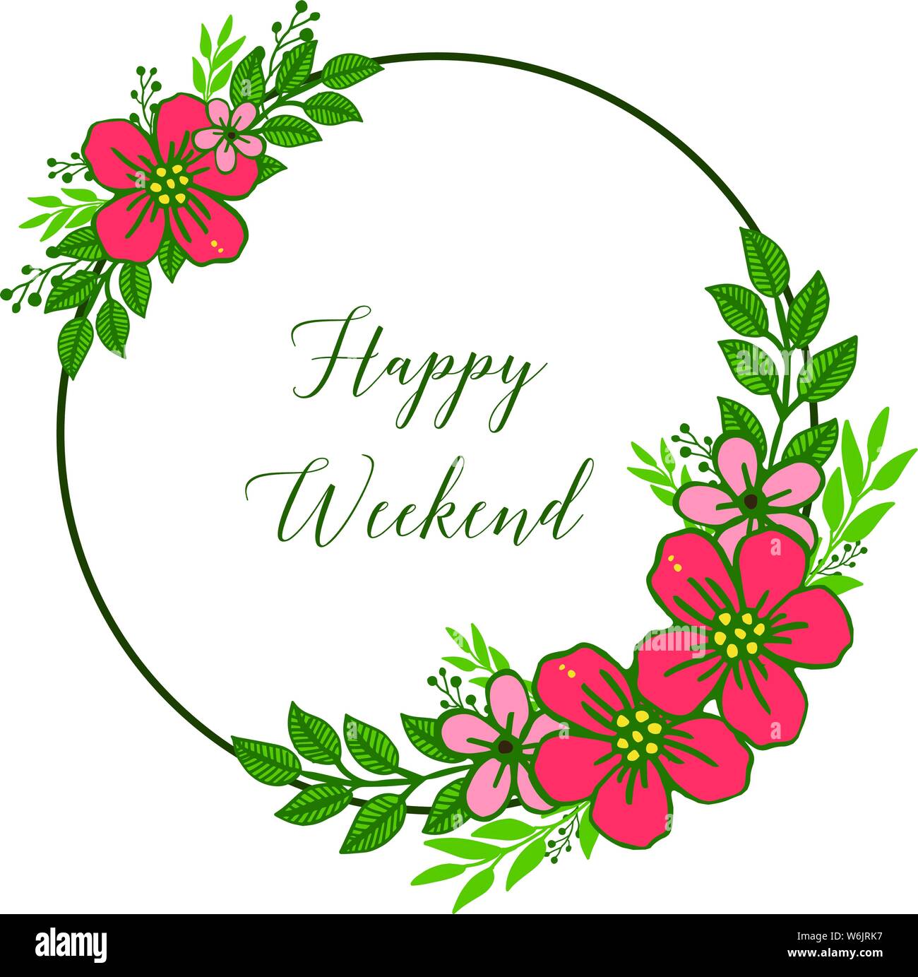 Art green leafy wreath frame, on a white backdrop, for texture of ...