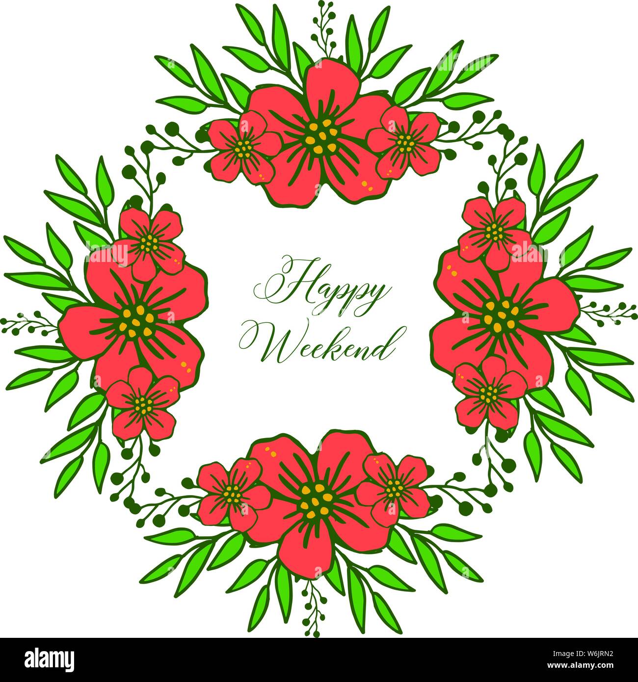 Poster, banner, various of card, for happy weekend, with orange flower ...