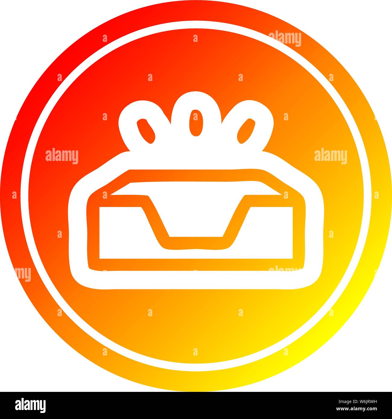 empty in tray circular icon with warm gradient finish Stock Vector ...
