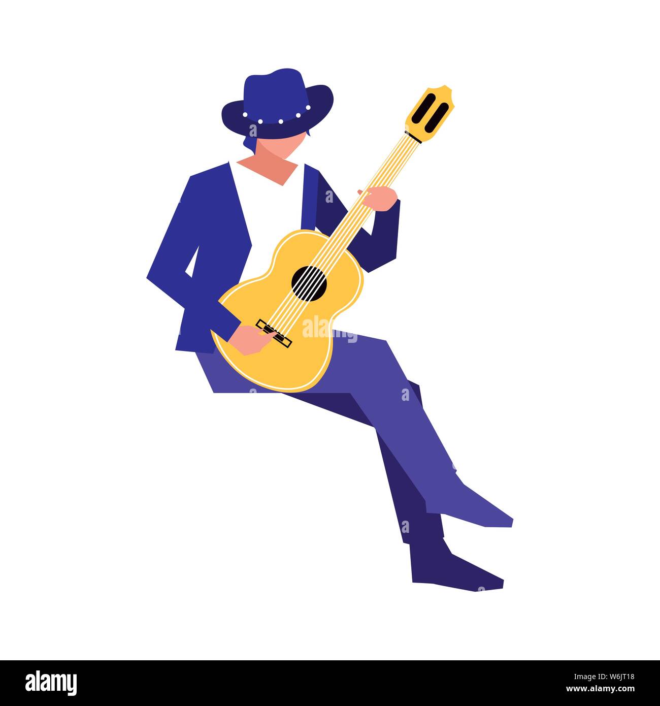 musician man classic guitar playing vector illustration Stock Vector ...