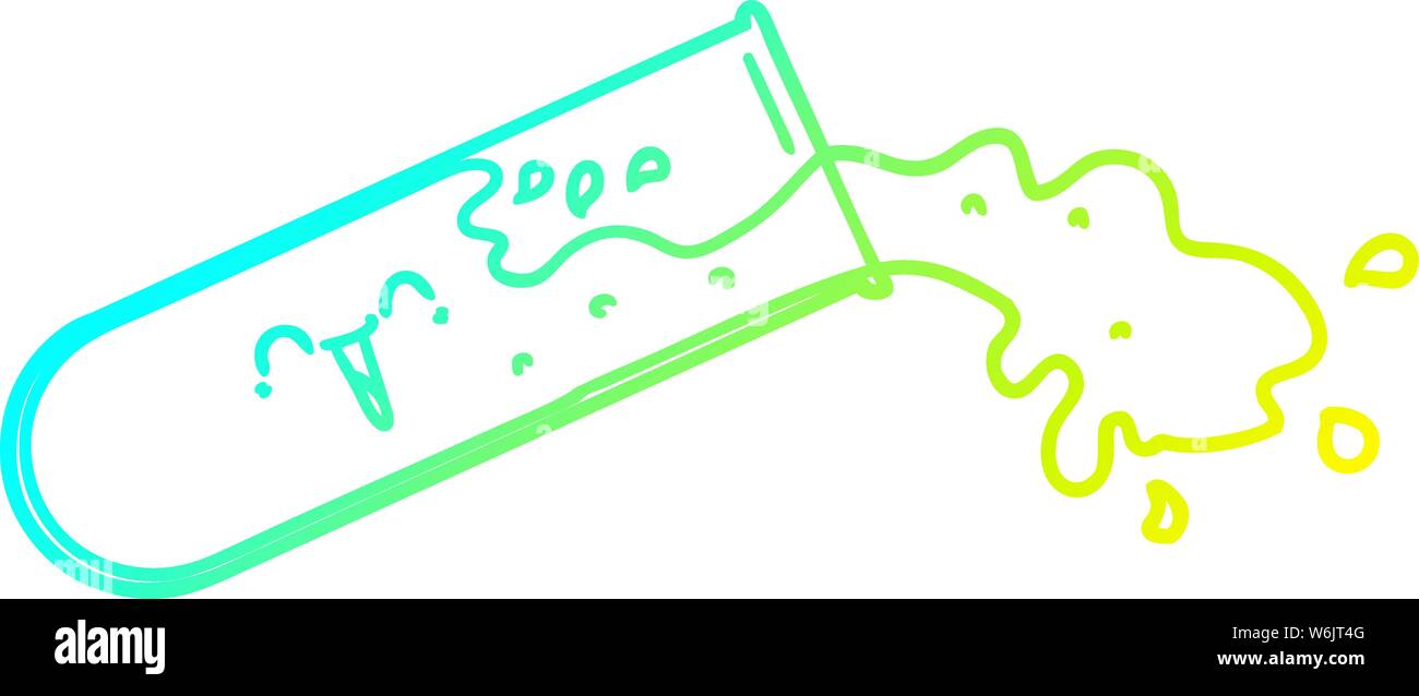 cold gradient line drawing of a cartoon test tube spilling Stock Vector ...
