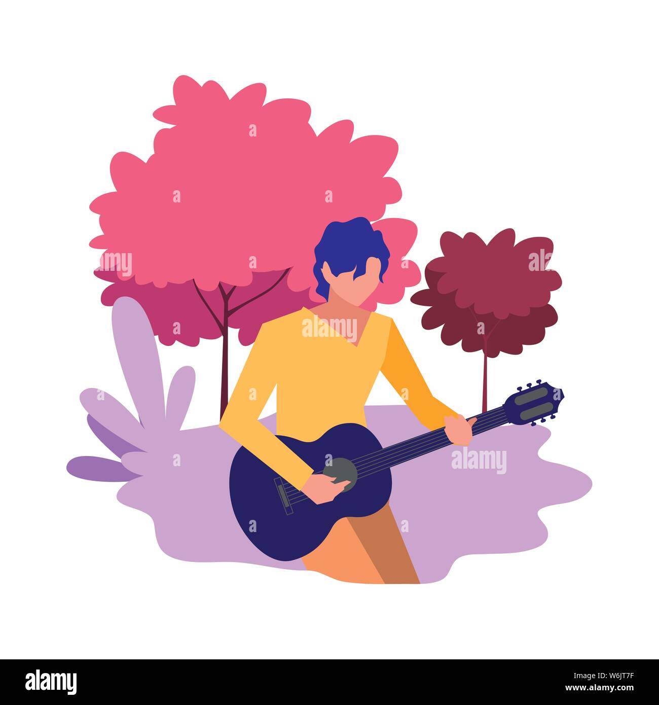 musician man classic guitar playing vector illustration Stock Vector ...
