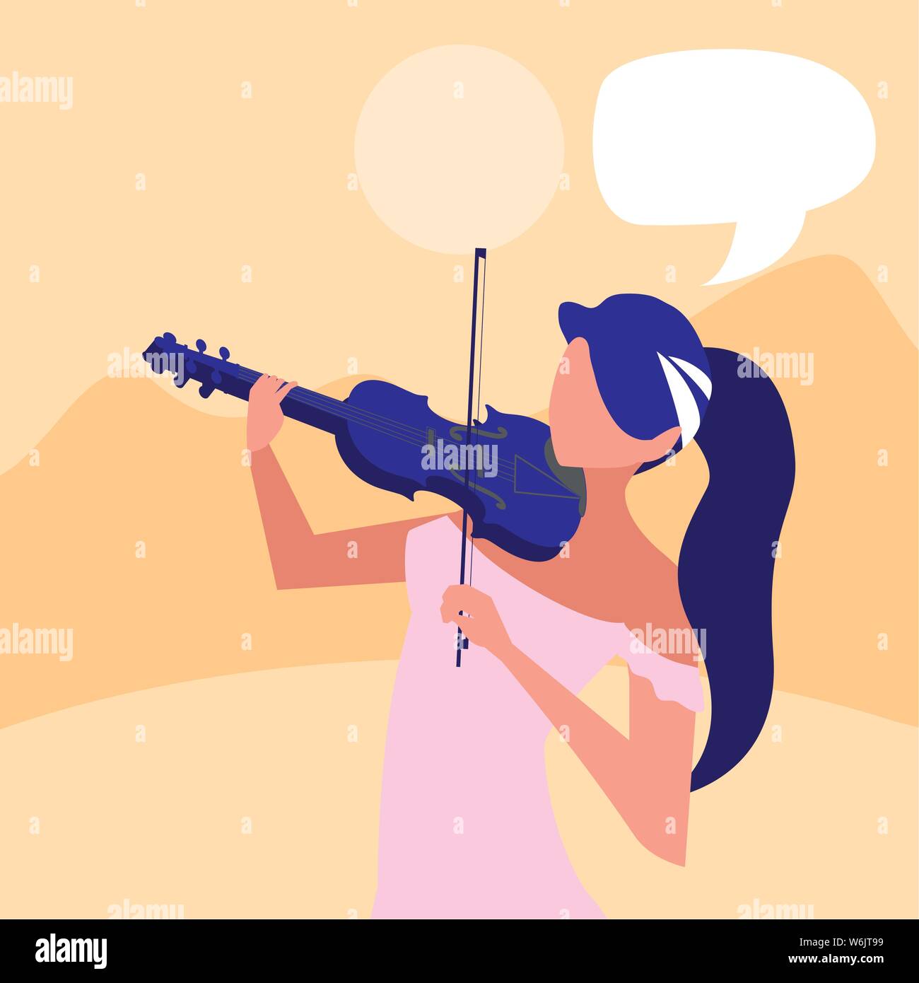 musician woman violin playing musical vector illustration Stock Vector ...