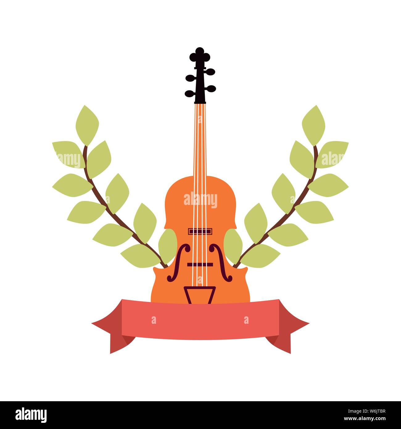 guitar musical badge ribbon vector illustration emblem Stock Vector ...
