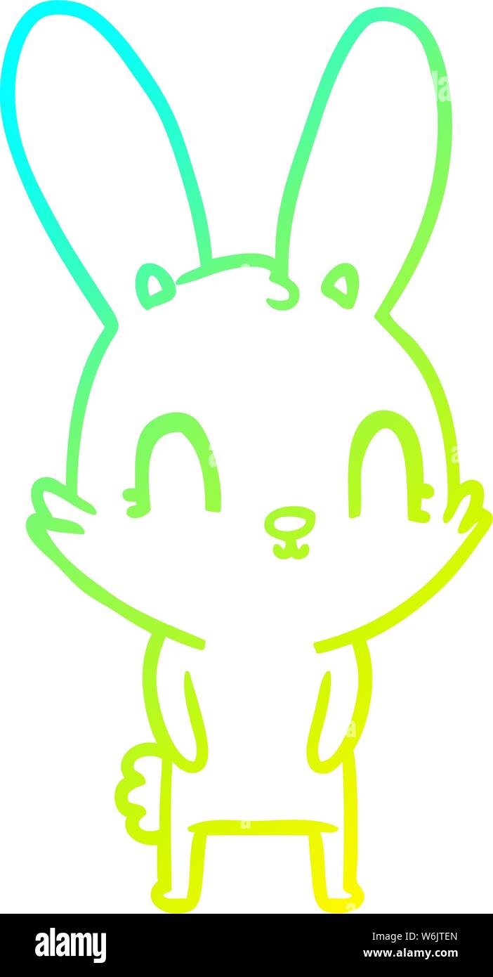 cold gradient line drawing of a cute cartoon rabbit Stock Vector Image ...