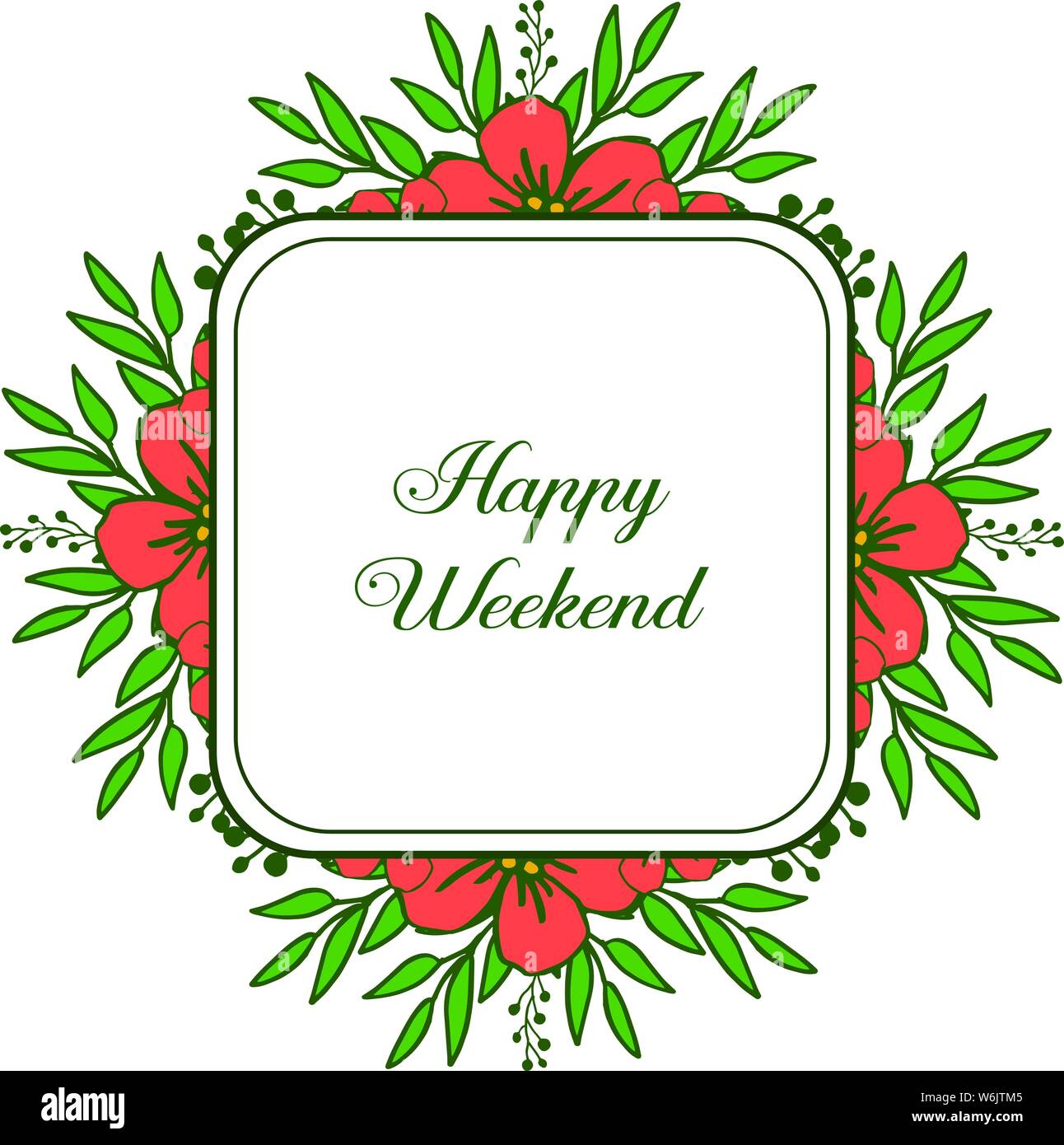 Poster, banner, various of card, for happy weekend, with orange flower ...