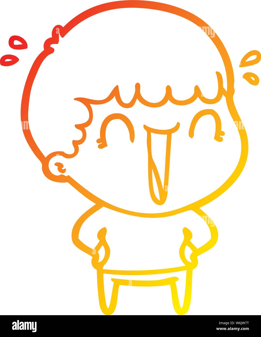 warm gradient line drawing of a laughing cartoon man Stock Vector Image ...