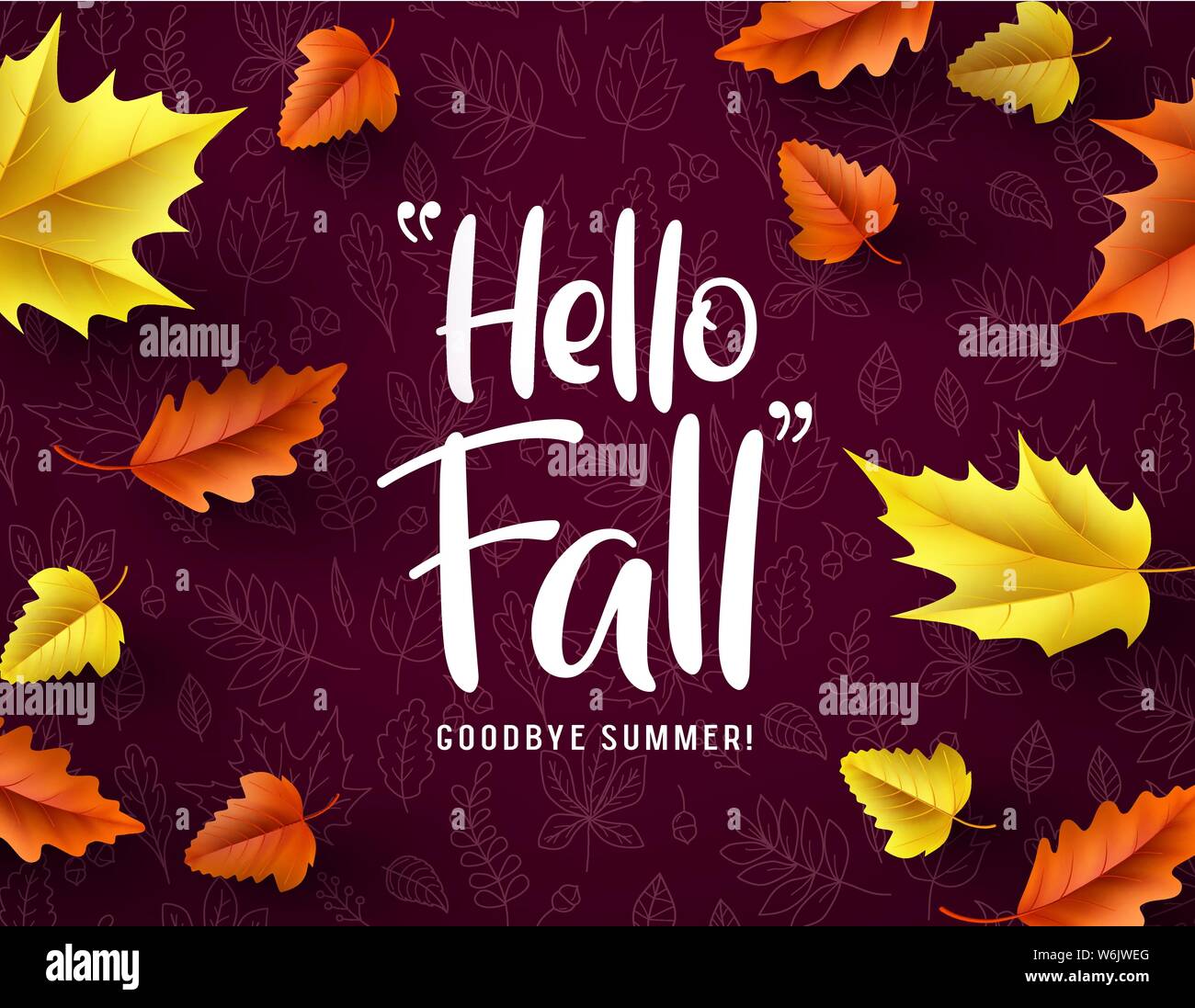 Hello fall vector typography. Hello fall greeting text with colorful ...