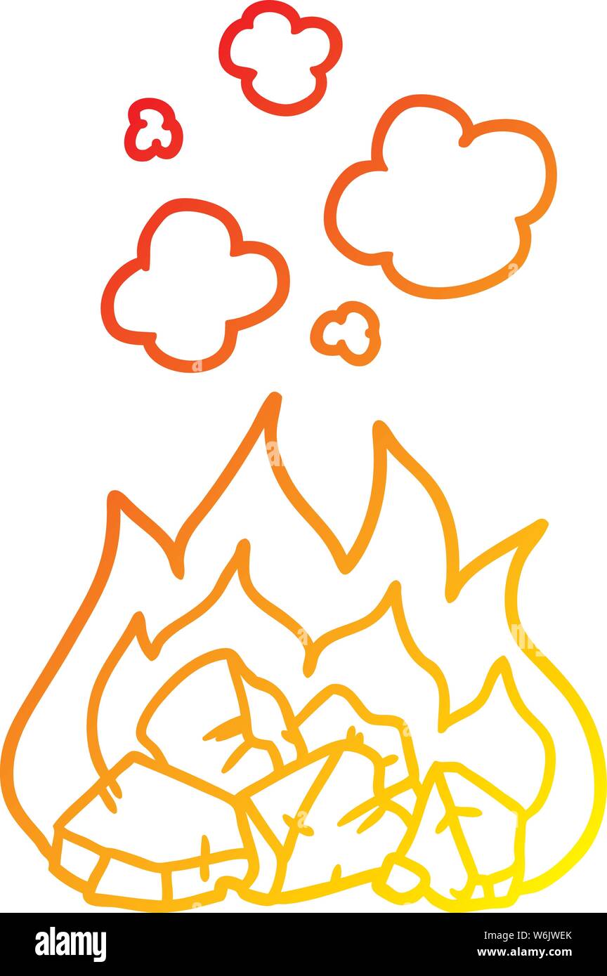 warm gradient line drawing of a cartoon hot coals Stock Vector Image ...