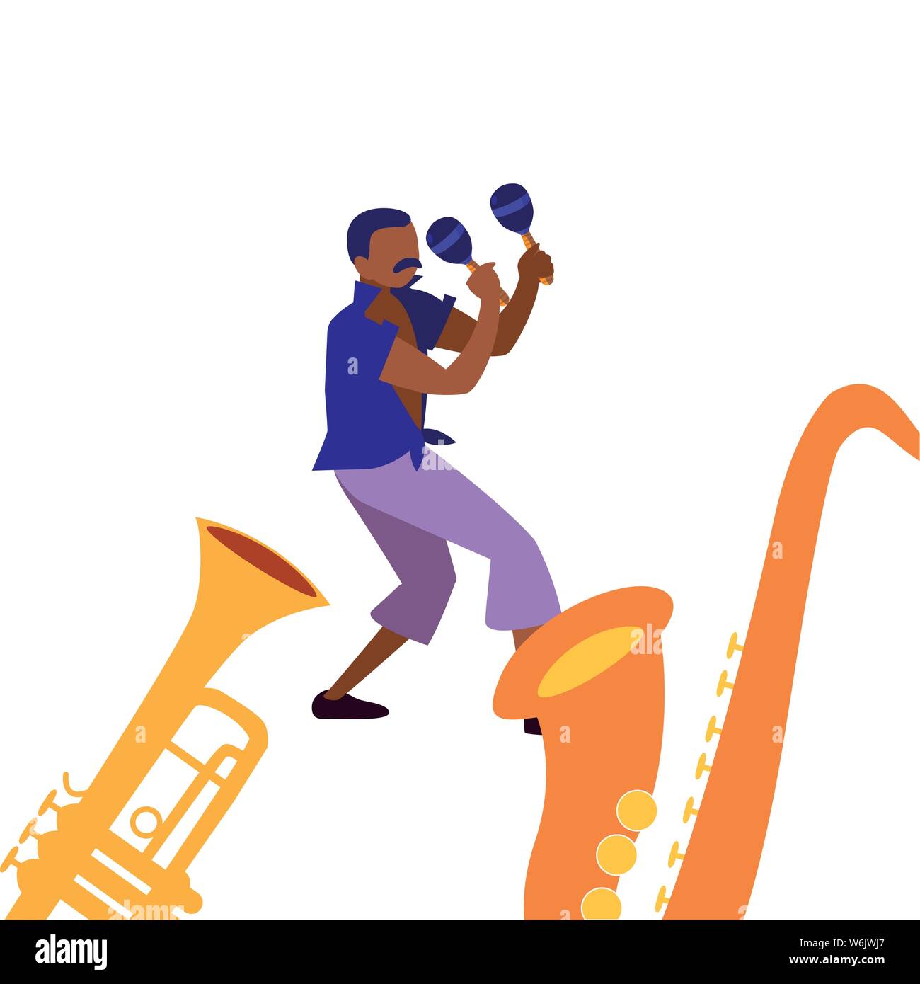 musician man playing instruments music vector illustration Stock Vector ...