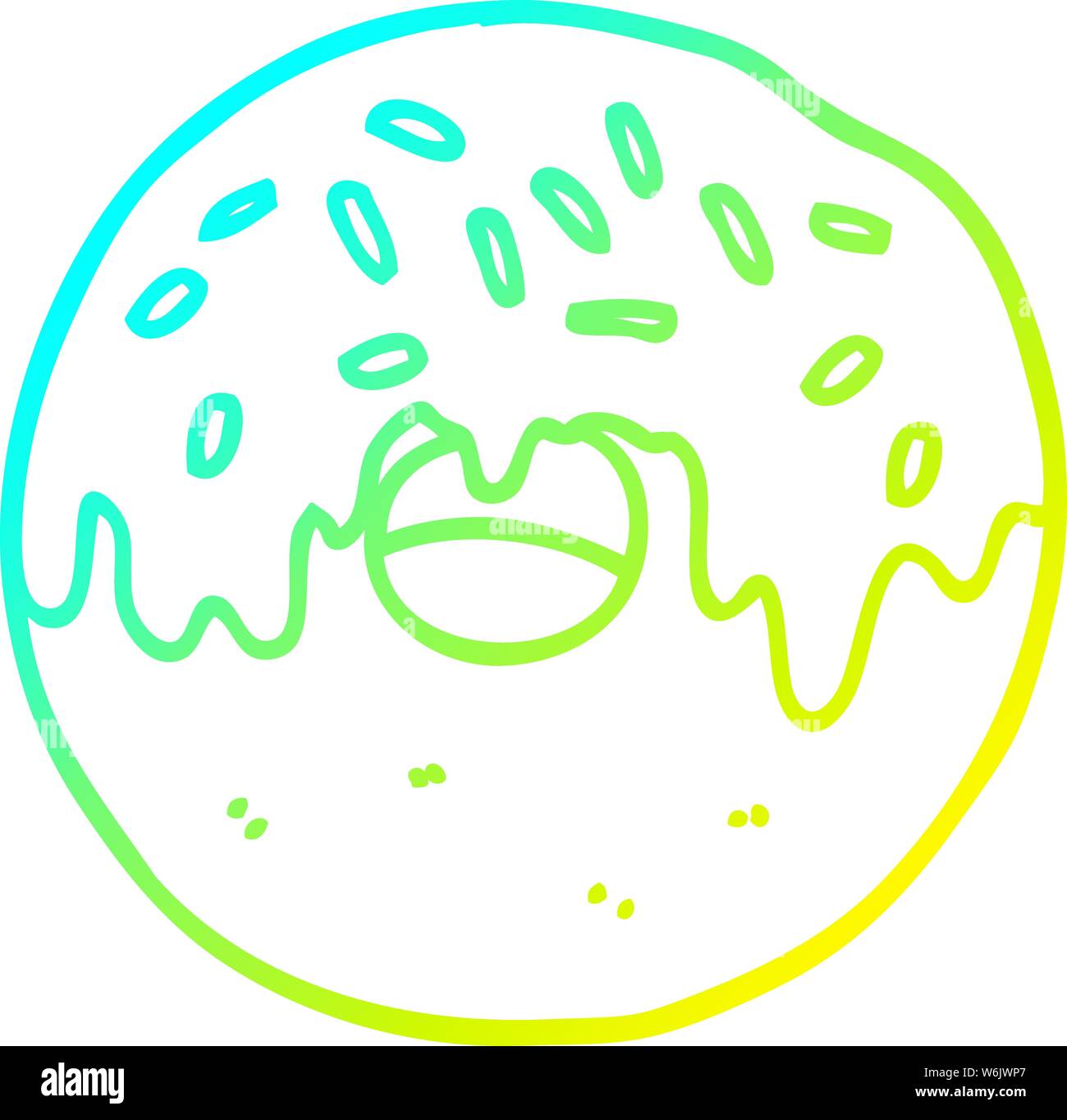 cold gradient line drawing of a cartoon donut Stock Vector Image & Art ...