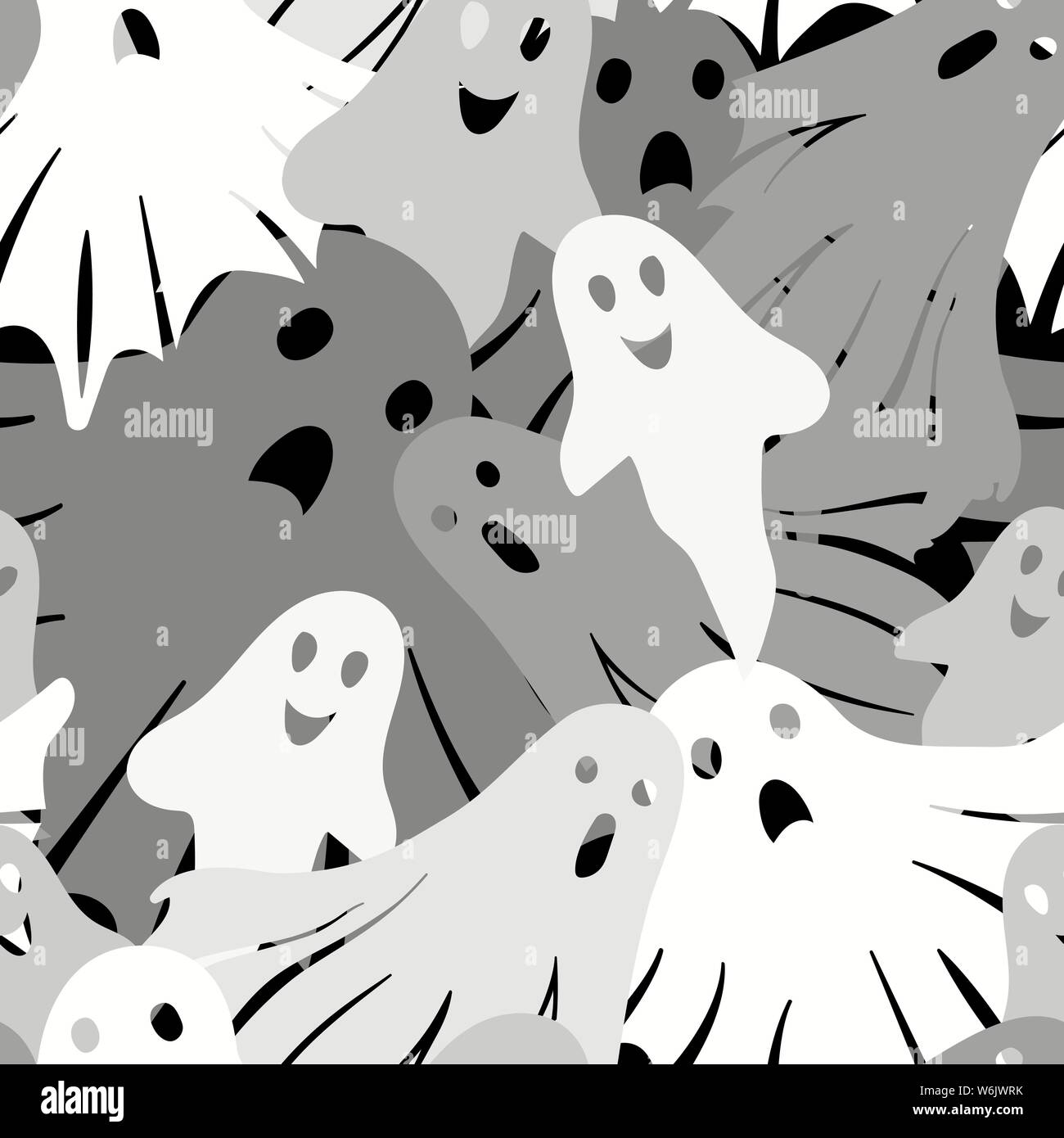 Halloween ghosts seamless pattern. Vector illustration in cartoon style ...