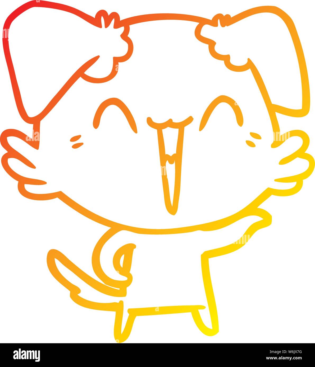 warm gradient line drawing of a happy little dog cartoon Stock Vector ...