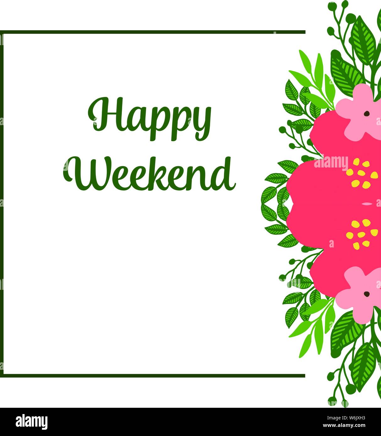 Art green leafy wreath frame, on a white backdrop, for texture of ...