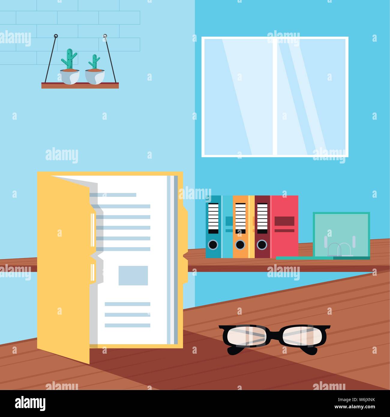 folder document with supplies office in the workplace vector ...