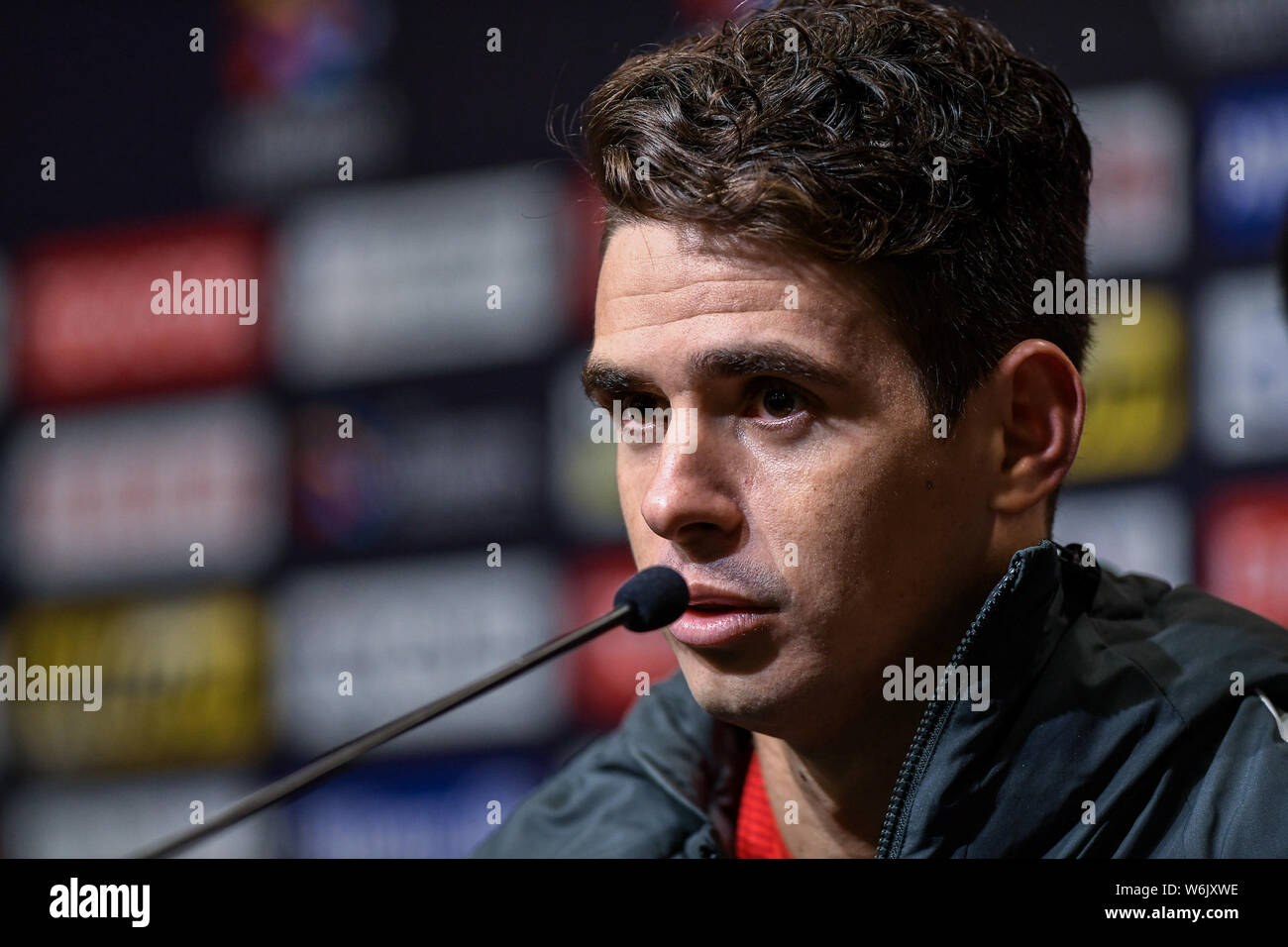 Brazilian football player Oscar of China's Shanghai SIPG FC attends a ...