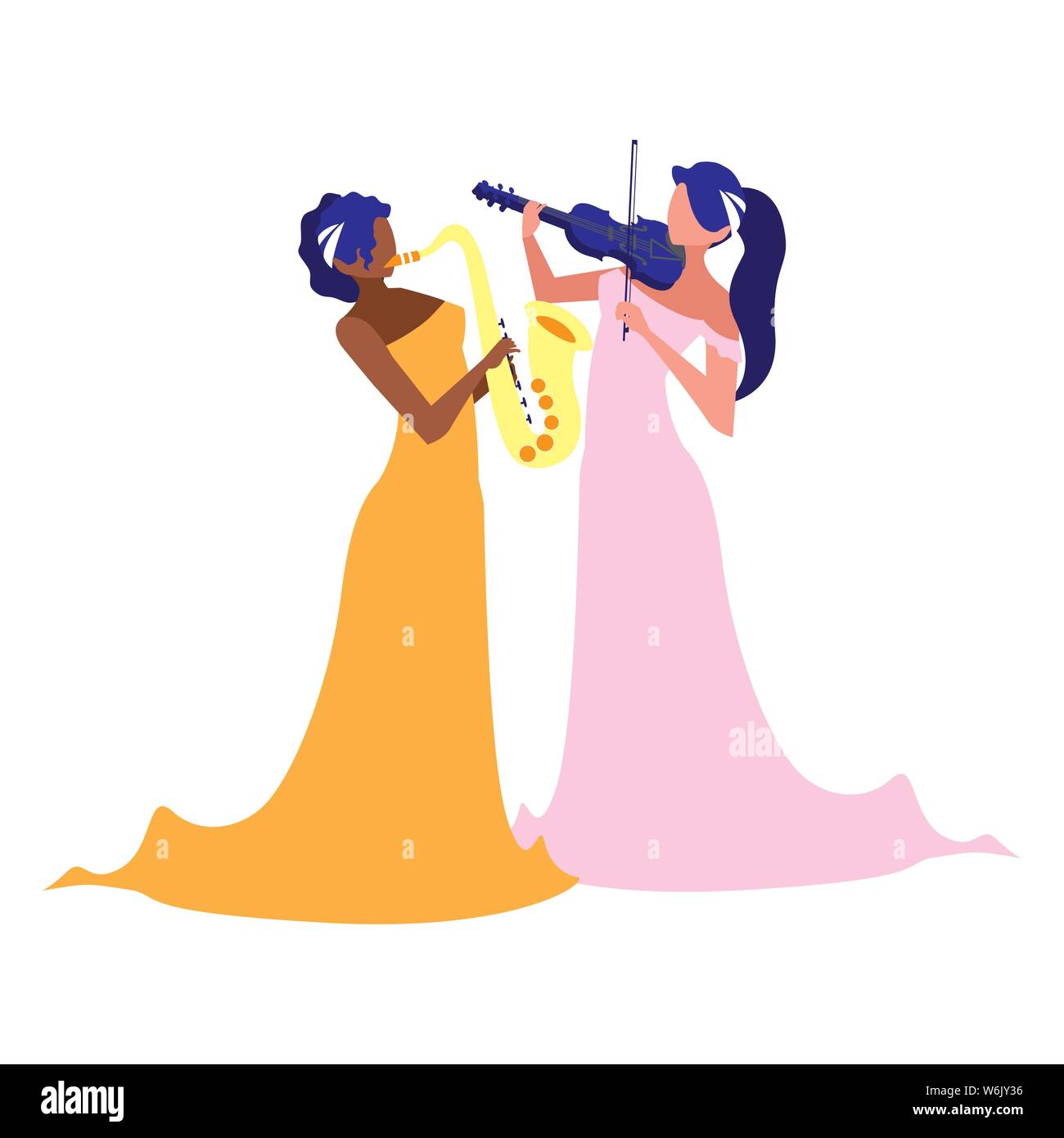 women musician playing instrument musical design vector illustration ...