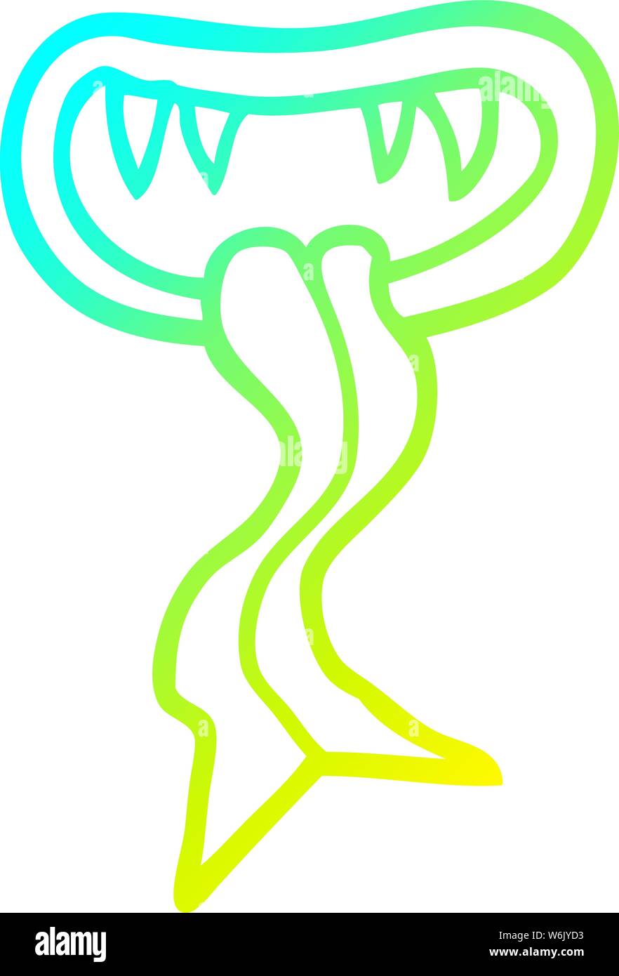 cold gradient line drawing of a cartoon halloween mouth Stock Vector ...