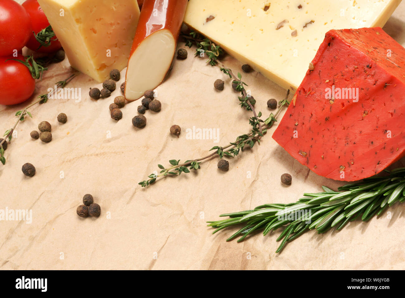 Dutch red cheese. Still life. Fresh food on the table Stock Photo - Alamy