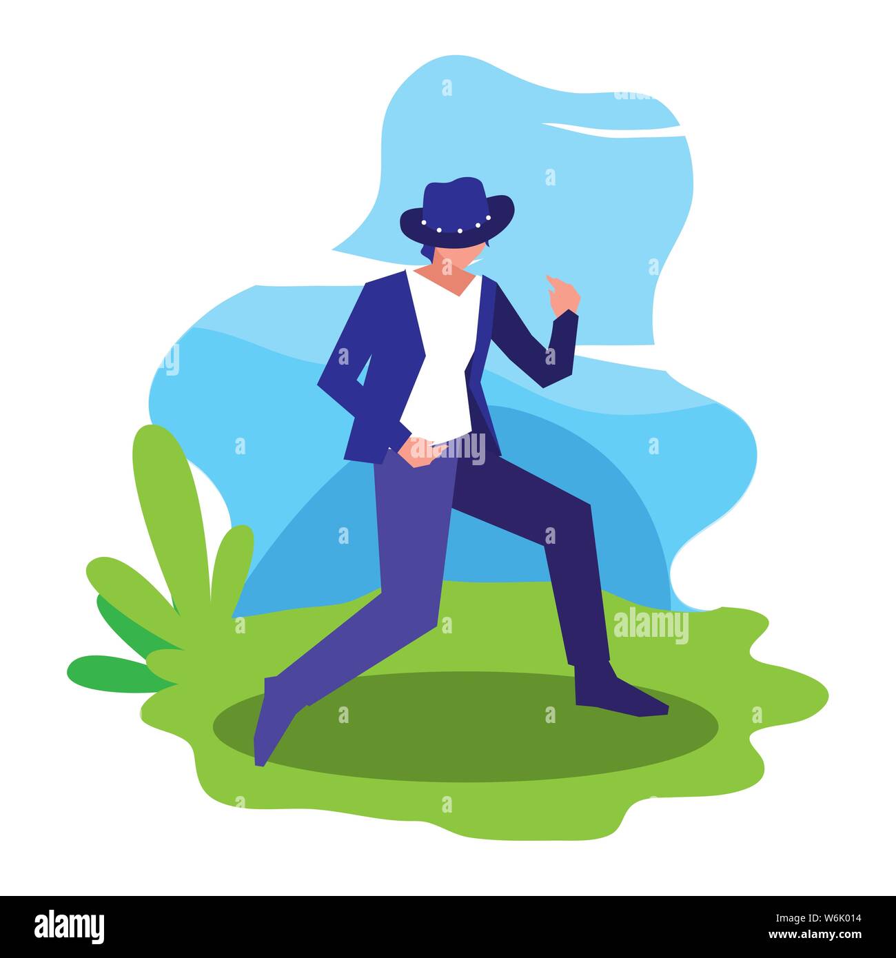 dancer man character in the outdoor vector illustration Stock Vector ...