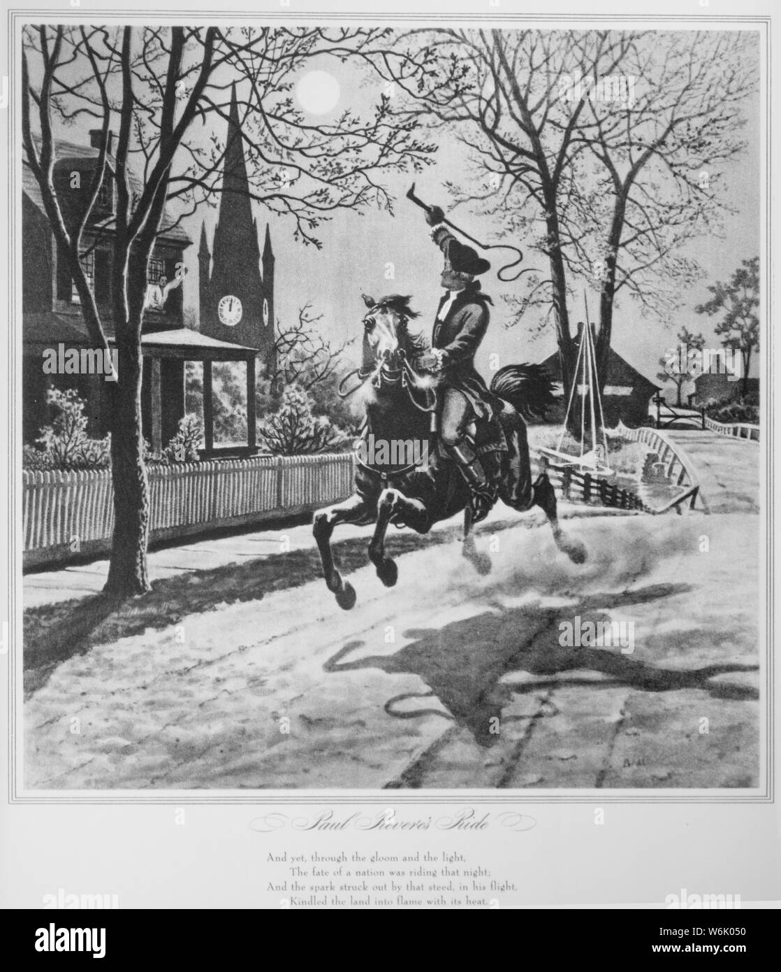 Paul Revere's Ride. 1775. Copy of illustration by Modern Enterprises ...