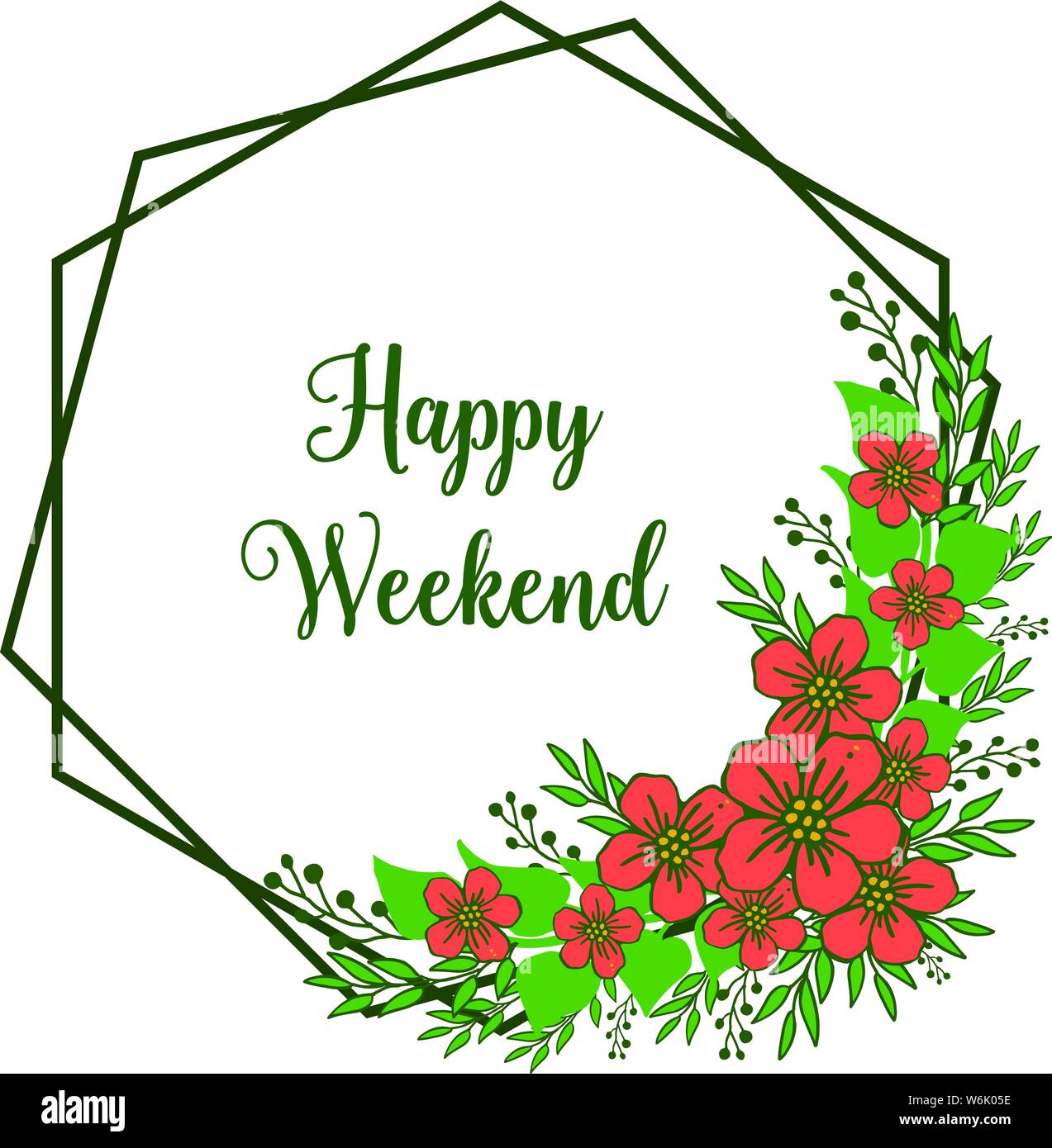 Border bright green leafy flower frame, for beautiful card happy ...