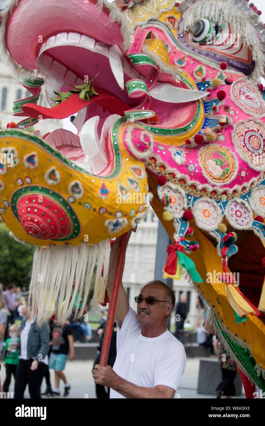 Folk artists operate the Sun Loong, the longest imperial dragon of its ...