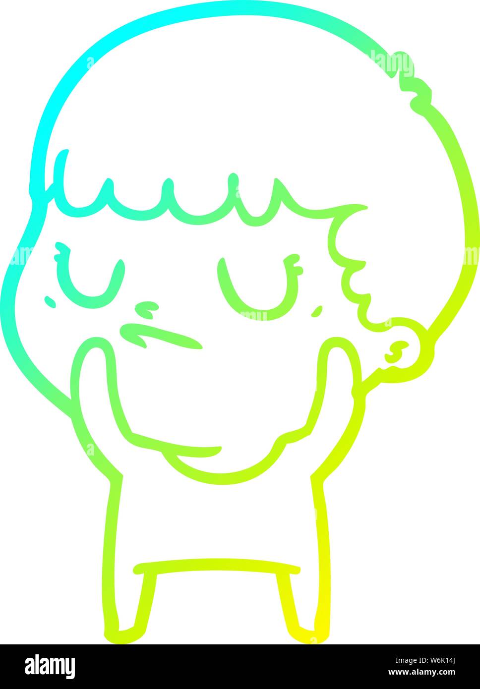 cold gradient line drawing of a cartoon grumpy boy Stock Vector Image ...