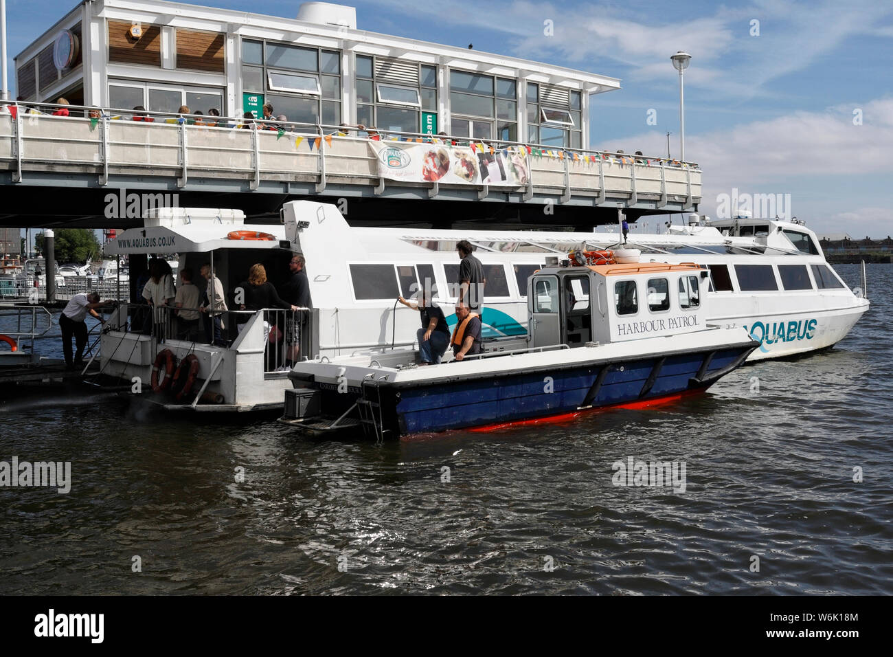 Cardiff Barrage Waterbus and Harbour Patrol at Mermaid Quay, Wales UK ...