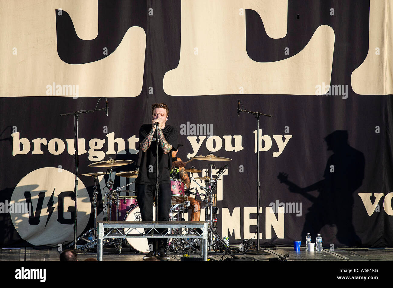 August 01, 2019: Ben Barlow with Neck Deep performs at Austin 360 ...