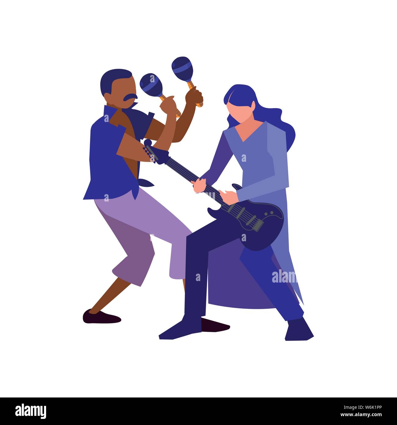 two male musicians playing musical instruments vector illustration ...