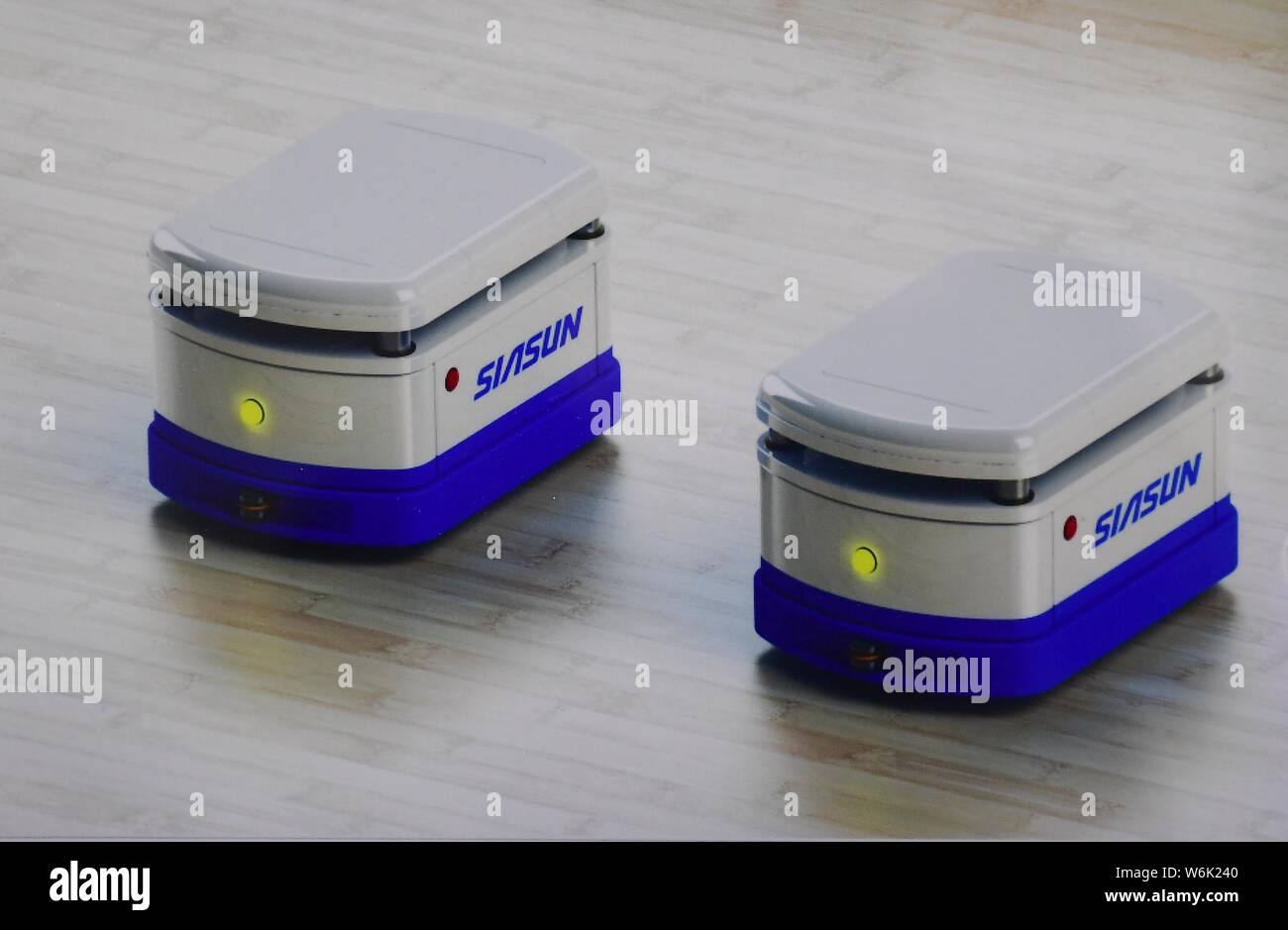 Mobile robots are on display at the headquarters of Siasun Robot ...