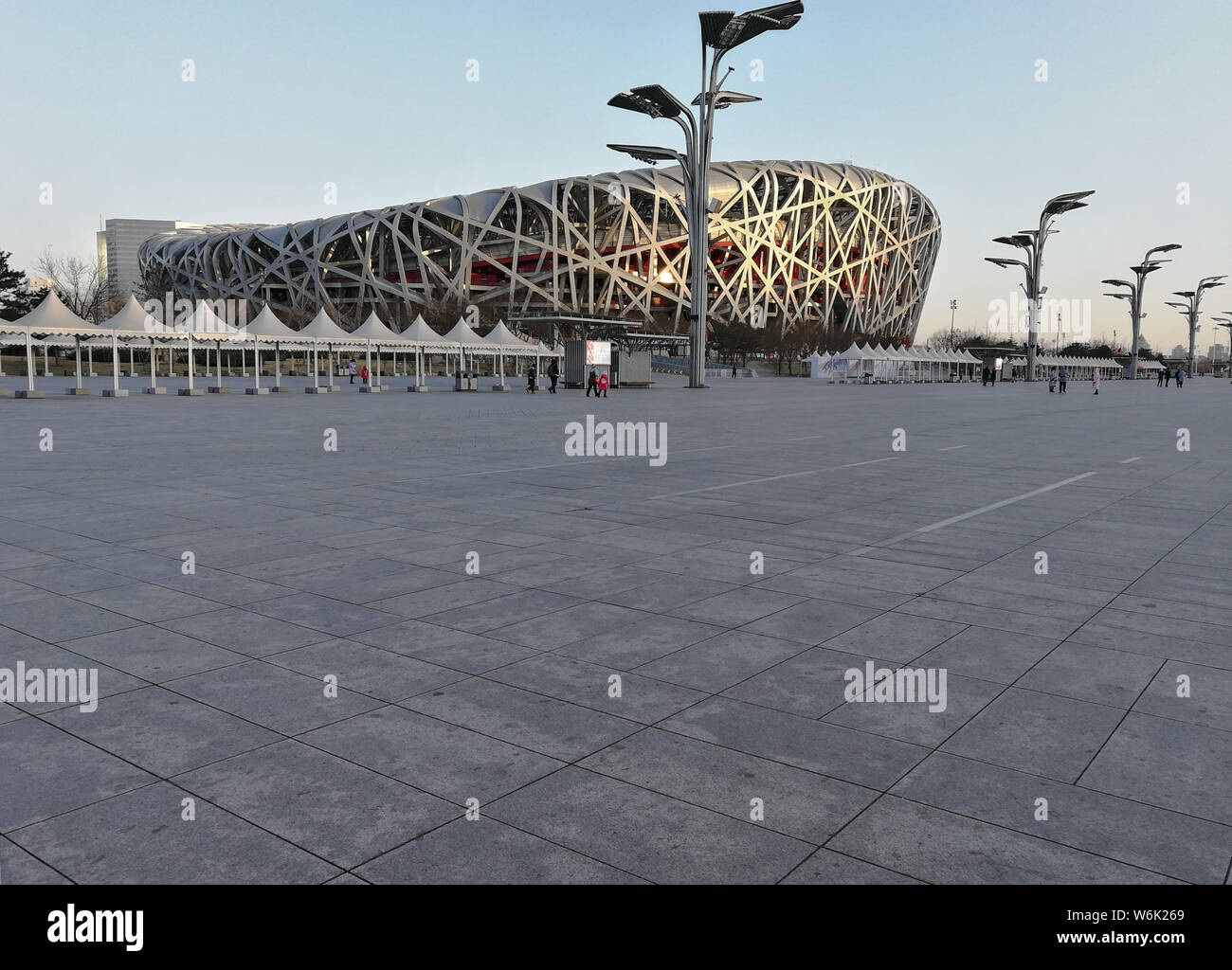 View of an empty square in front of the Beijing National Stadium, also ...