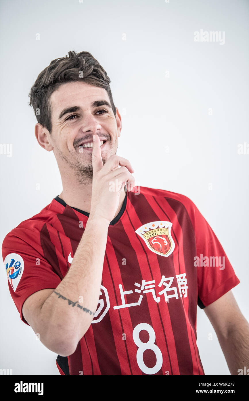 **EXCLUSIVE**Brazilian soccer player Oscar of Shanghai SIPG F.C. poses ...