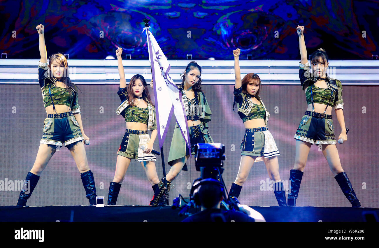 Members of Chinese girl group SNH48 perform during the 4th edition of ...