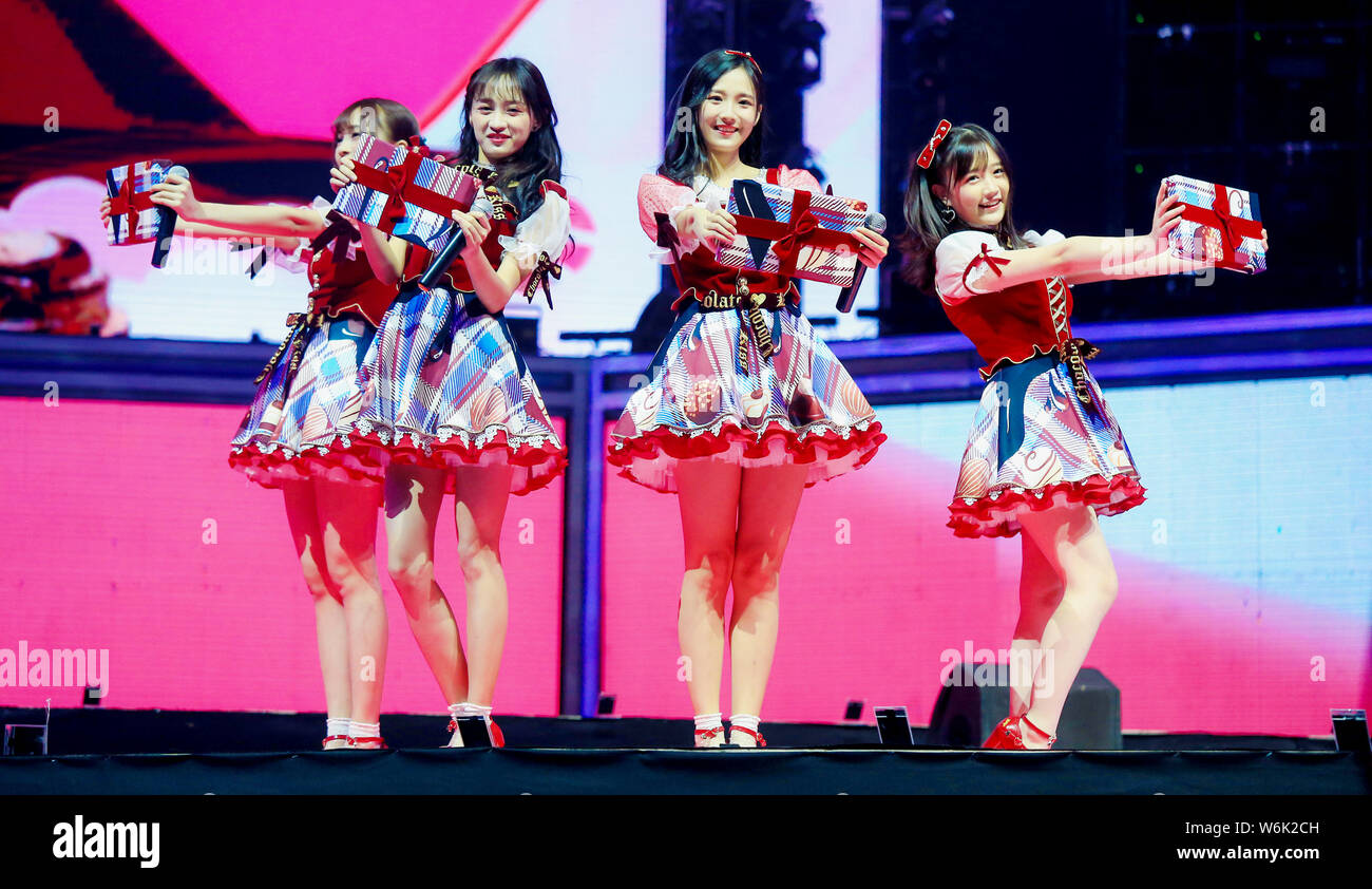 Members of Chinese girl group SNH48 perform during the 4th edition of ...