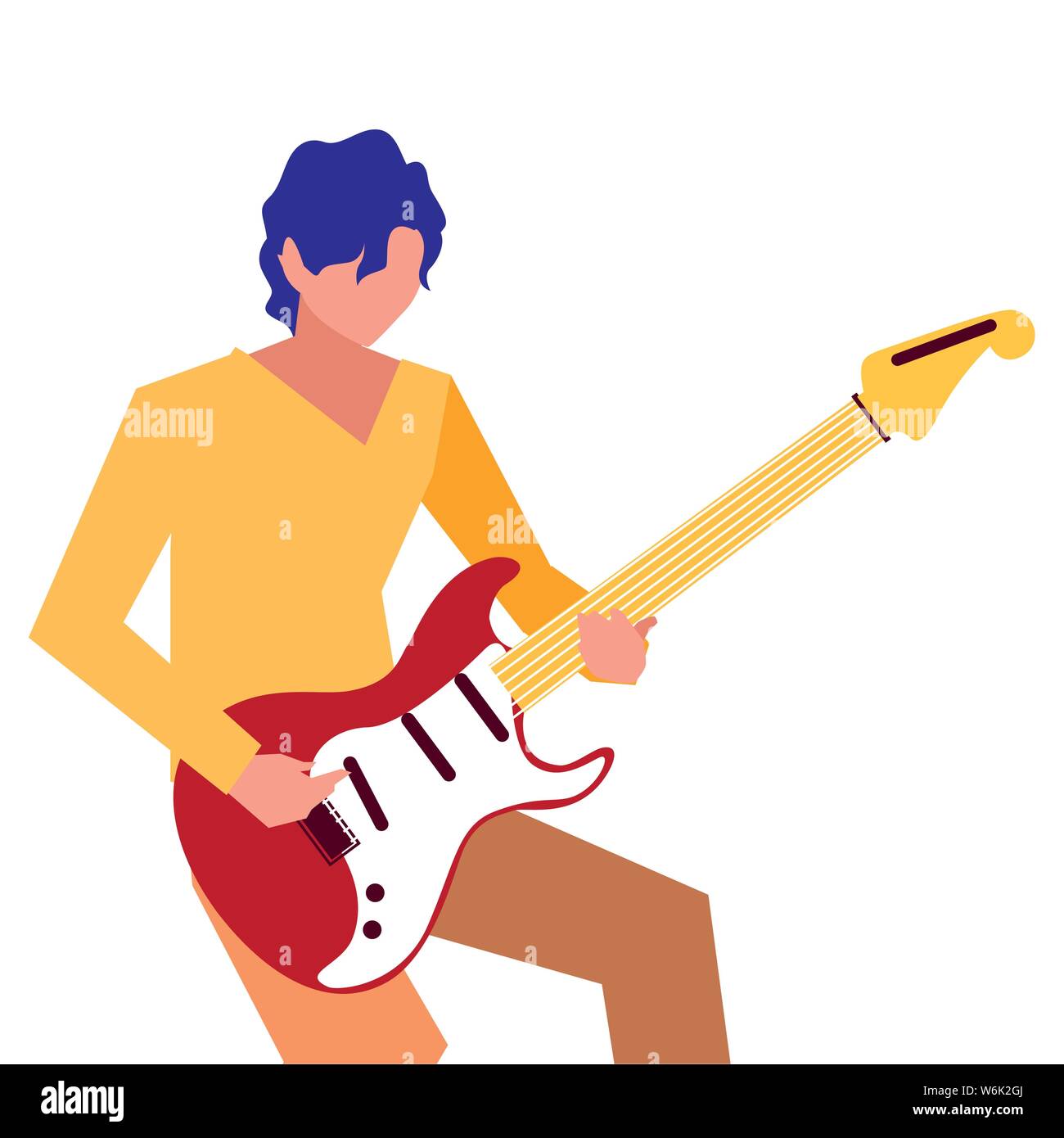 musician man electric guitar playing vector illustration Stock Vector ...