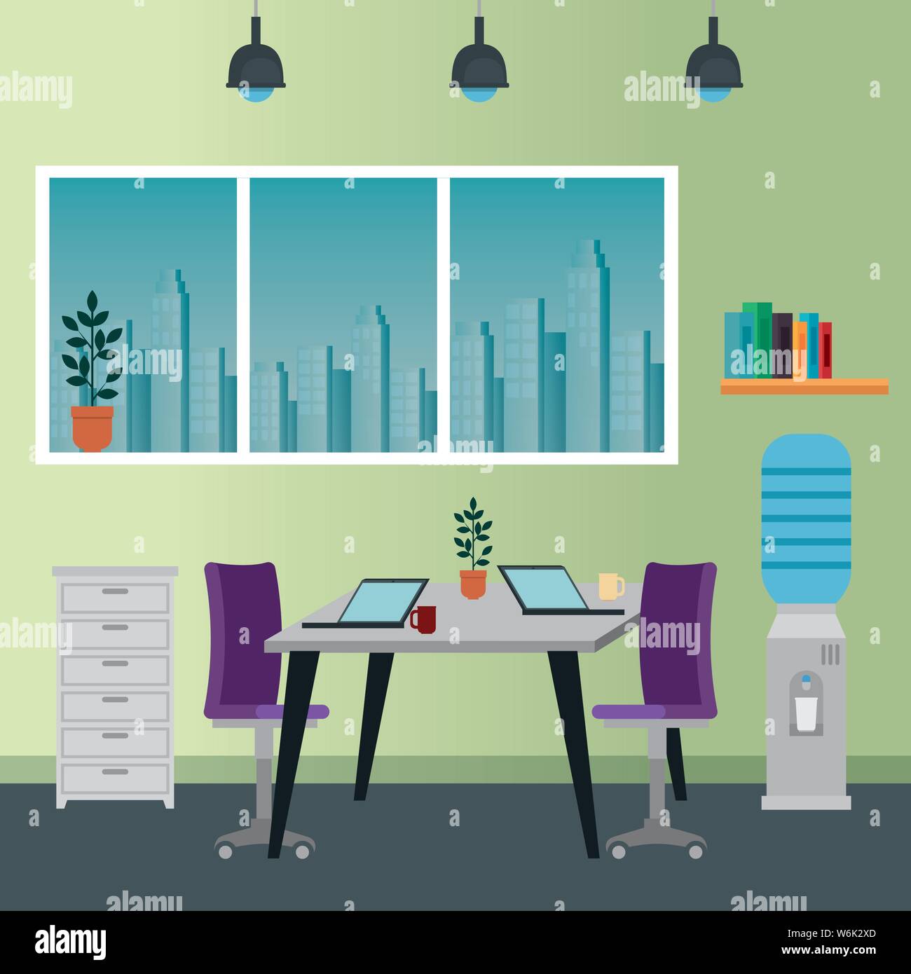 office places scenes with laptop Stock Vector Image & Art - Alamy