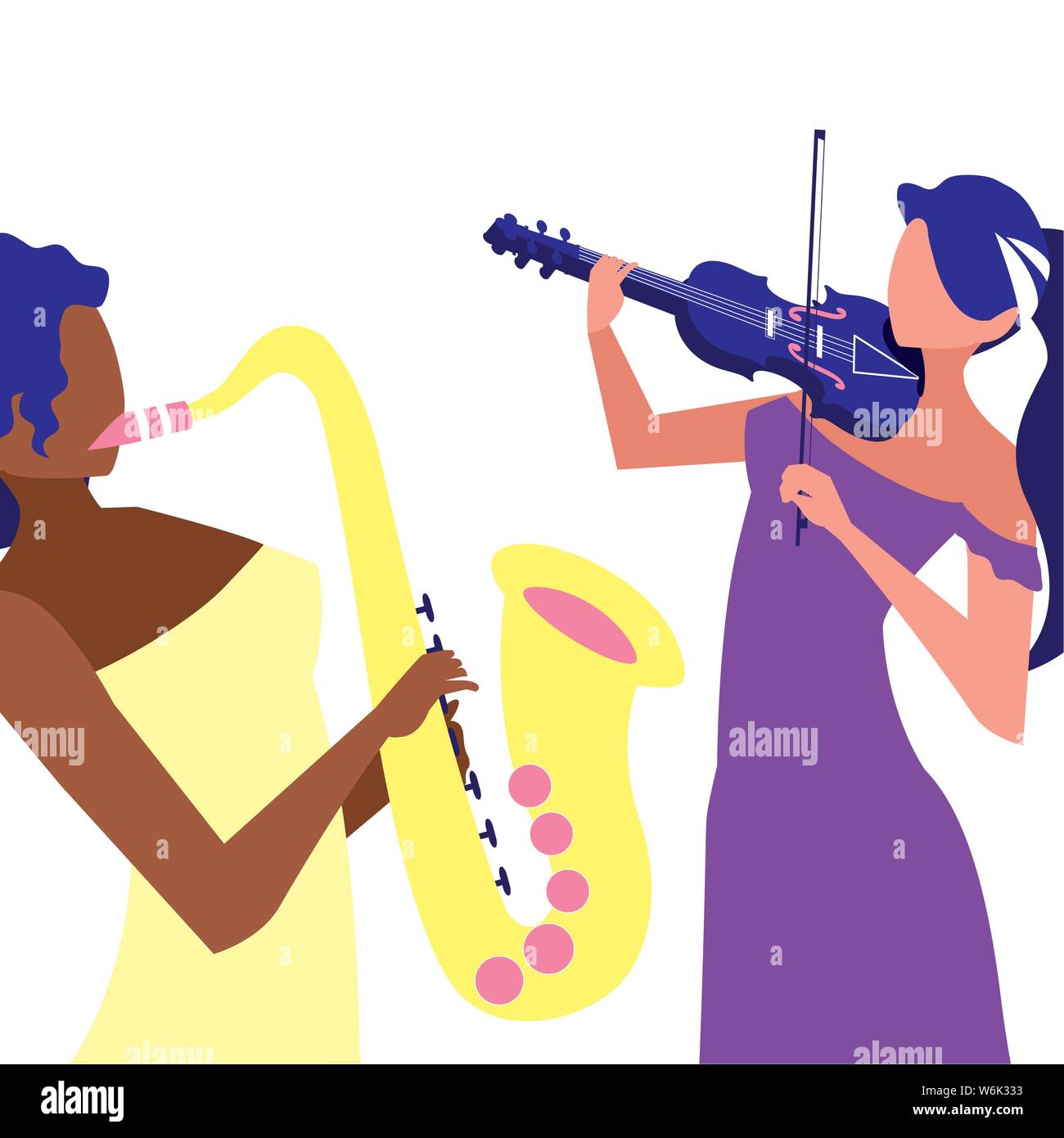 women musician playing instrument musical design vector illustration ...