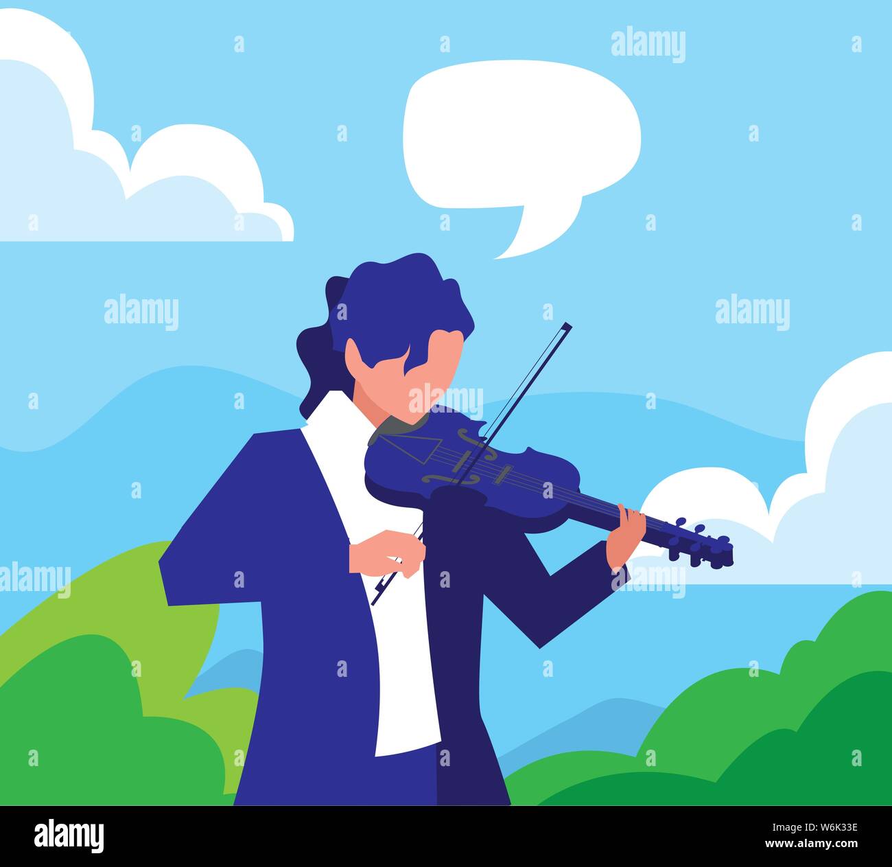 musician man violin playing music vector illustration Stock Vector ...