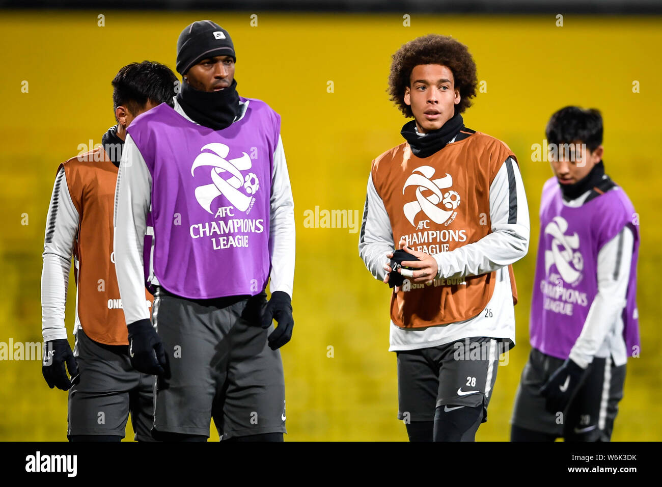 French soccer player Anthony Modeste, left, and Belgian football player ...