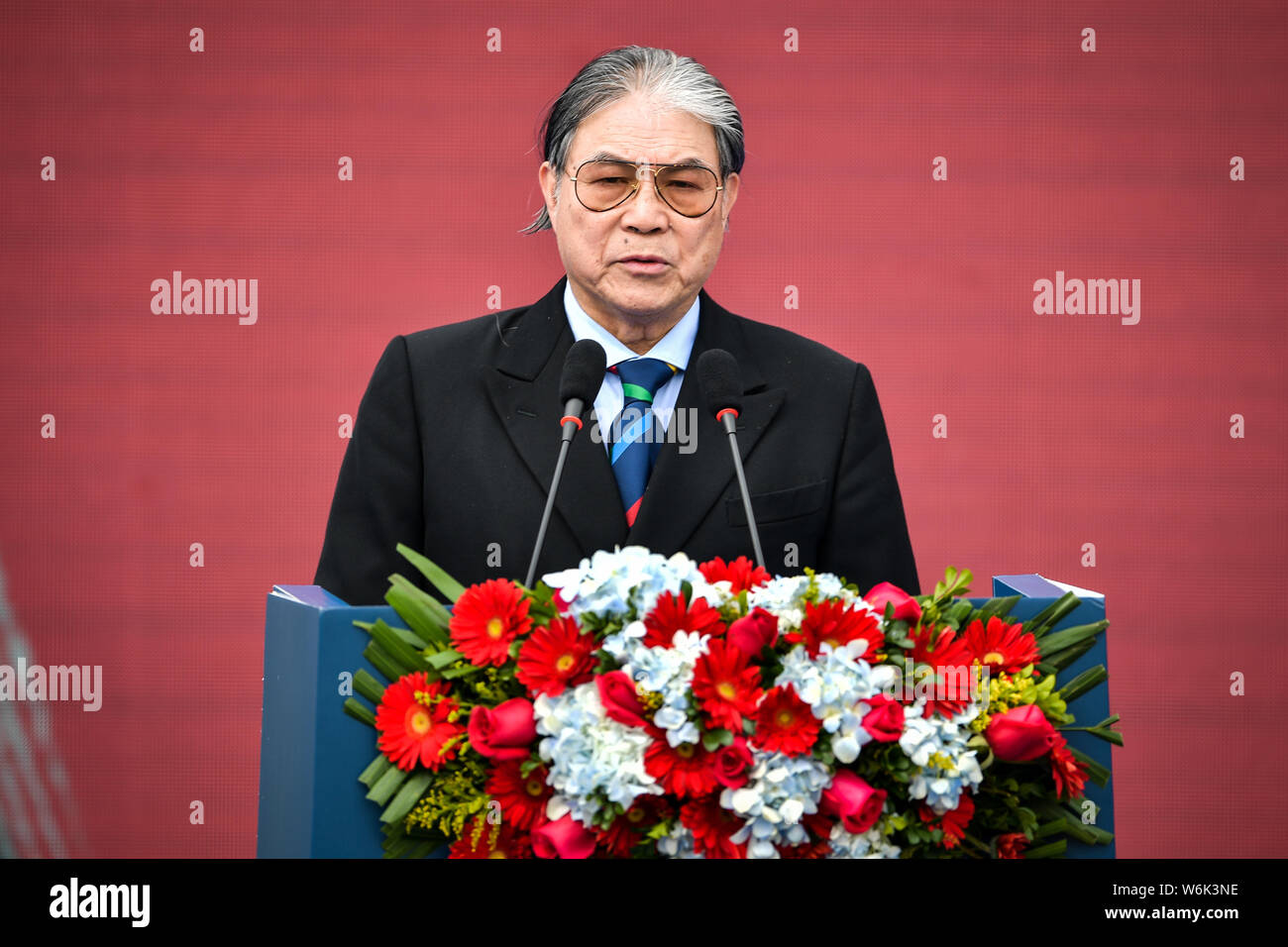 Hong Kong tycoon Timothy Fok Tsun-Ting delivers a speech as the Volvo ...