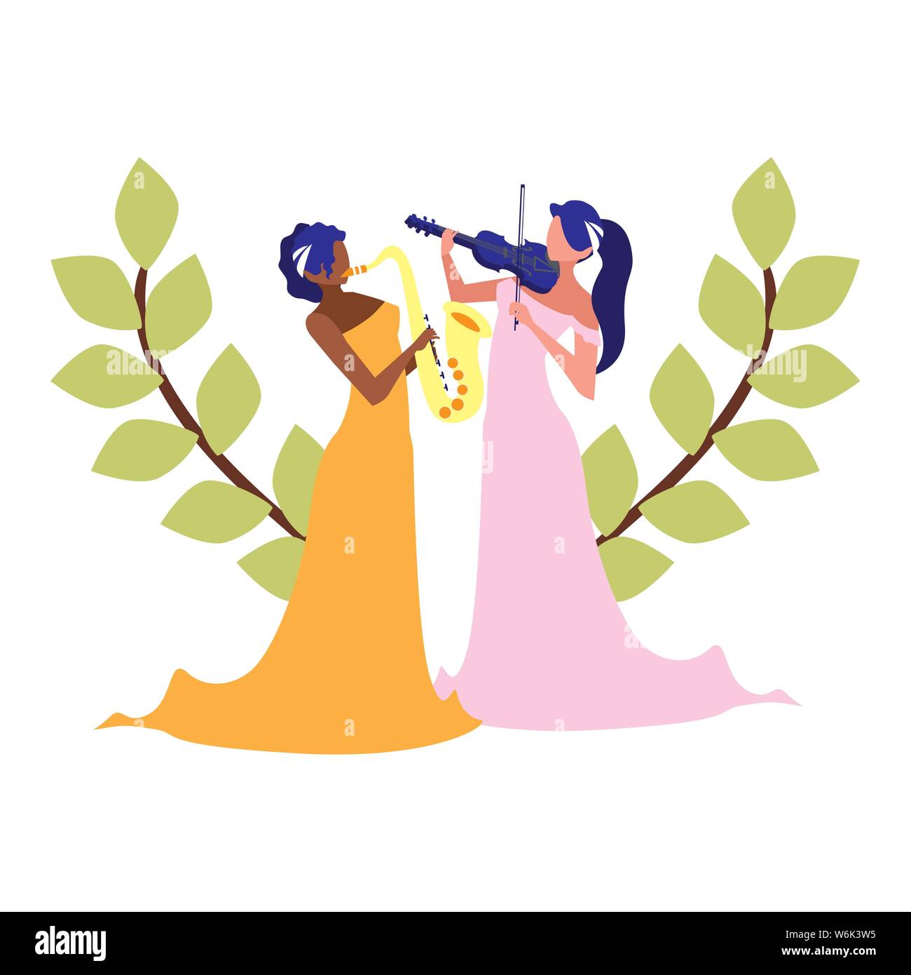 women musician playing instrument musical design vector illustration ...
