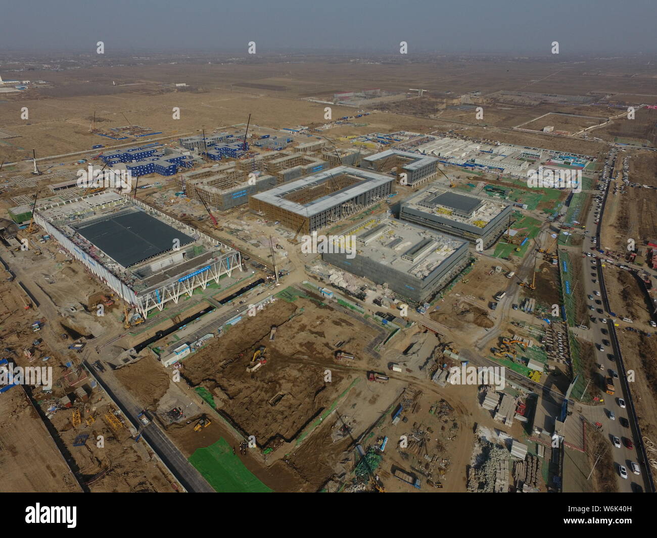 Aerial view of the construction site of the Xiong'an Civic Service ...