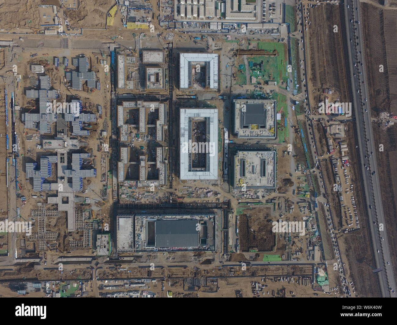 Aerial view of the construction site of the Xiong'an Civic Service ...