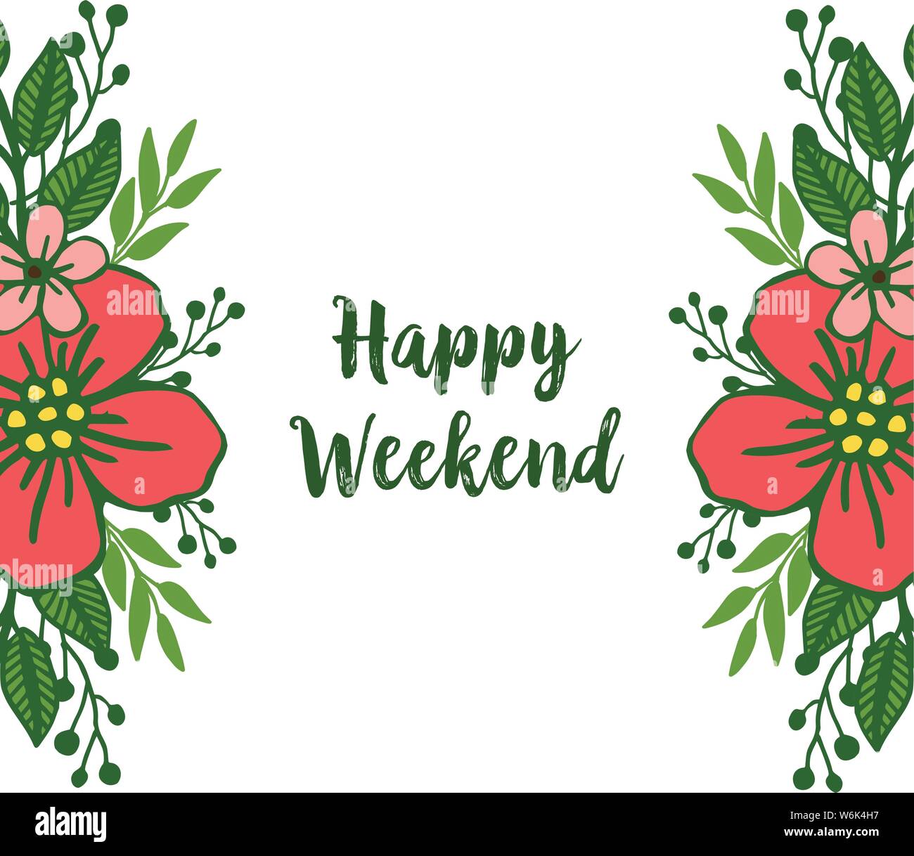 Style abstract leaf wreath frame, for ornate card happy weekend. Vector ...