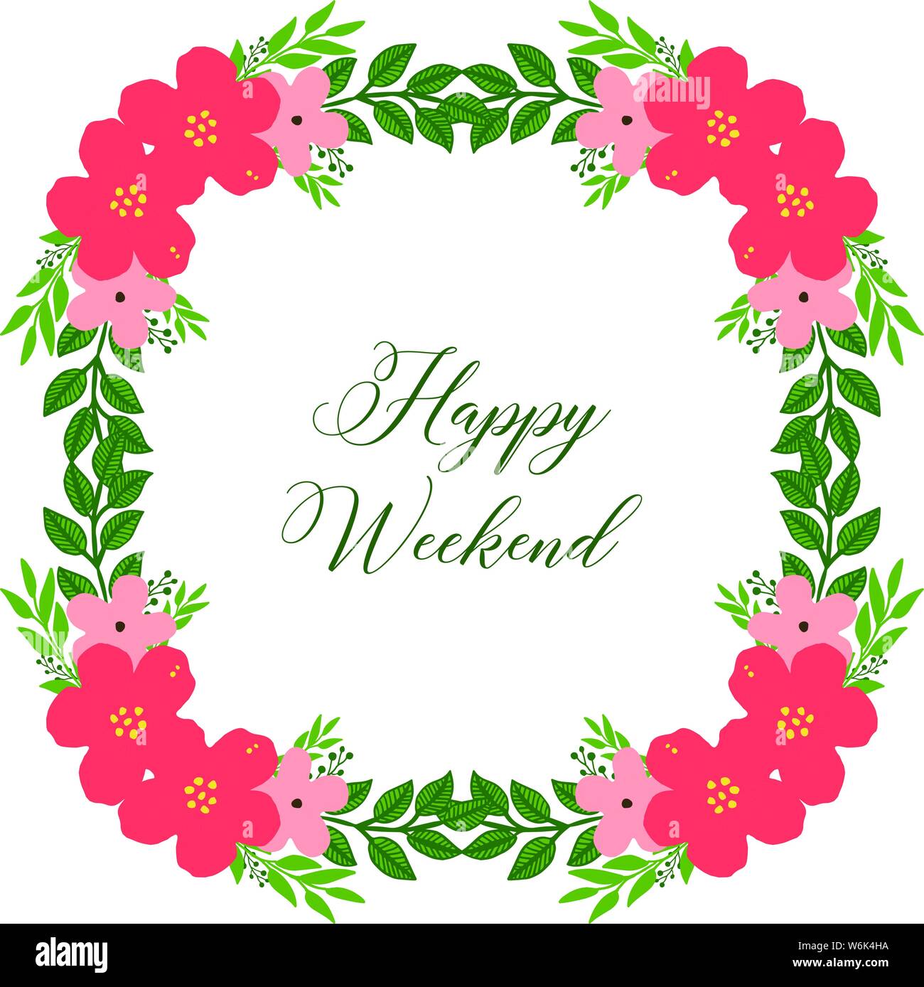 Style abstract leaf wreath frame, for ornate card happy weekend. Vector ...