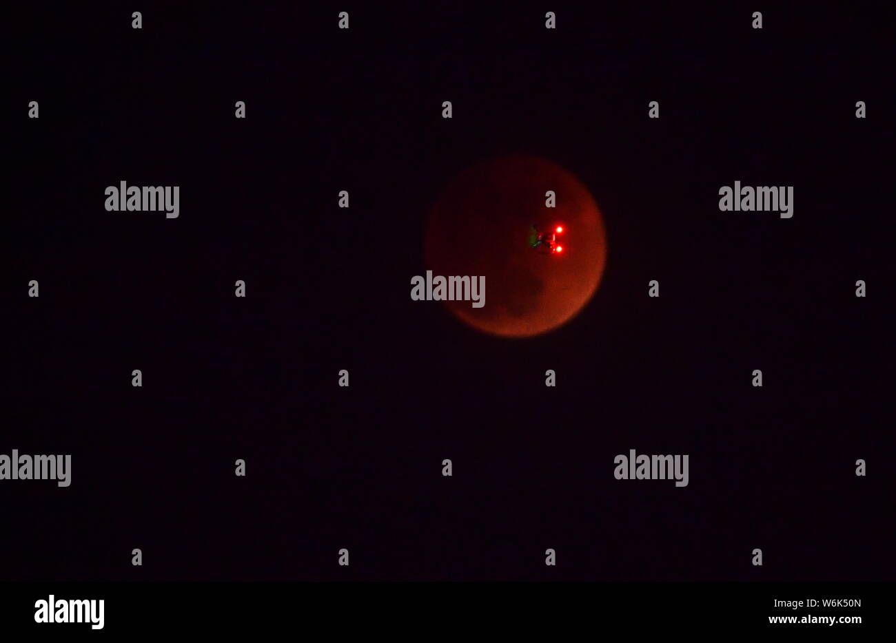 A drone, or UAV (unmanned aerial vehicle), flies across the blood ...